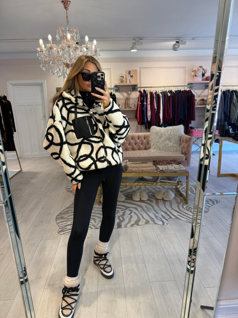 CANDACE BORG FLEECE FULL ZIP JACKET MONO CHROME – EBA.