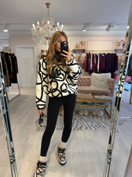 CANDACE BORG FLEECE FULL ZIP JACKET MONO CHROME – EBA.