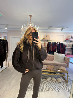 CANDACE BORG FLEECE FULL ZIP JACKET CHOCOLATE – EBA.